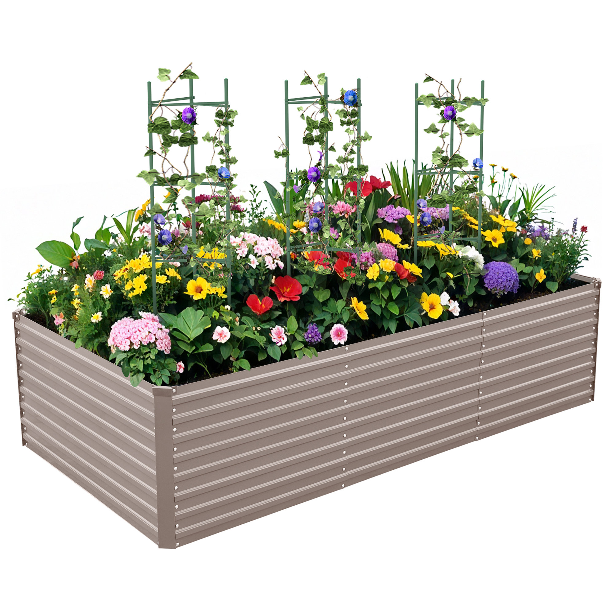 Arlmont & Co. Kymari Galvanized Raised Garden Bed, Multiple Sizes to ...