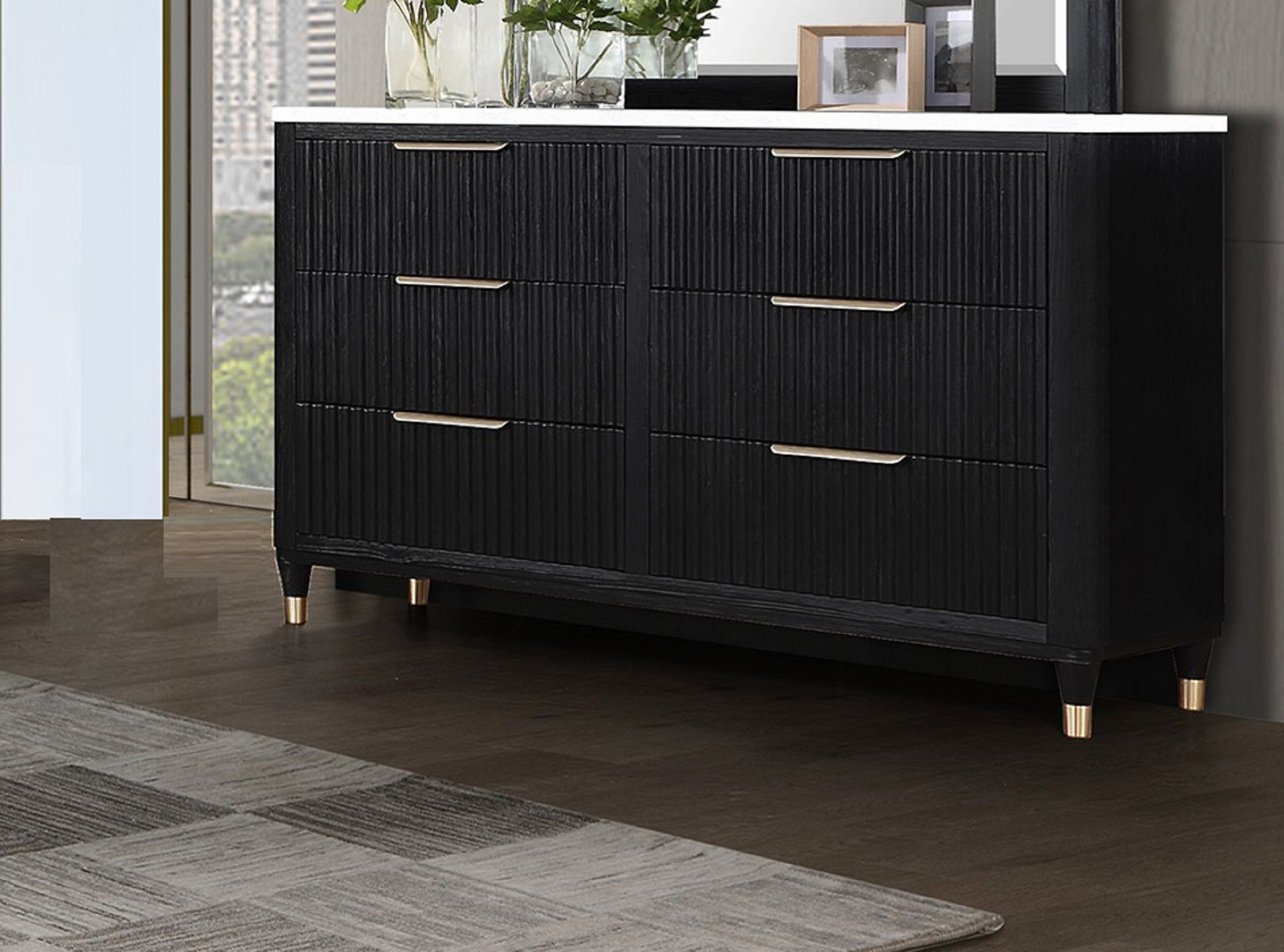 Hokku Designs Drawer Dresser, 1Pc Contemporary 6-Drawer Dresser Metal ...