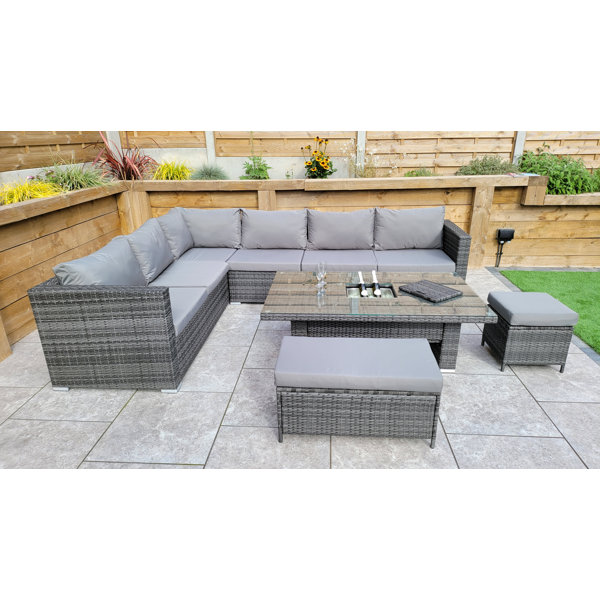 Brayden Studio 9-Sitzer Lounge-Set Aazil aus Polyrattan mit Polster ...