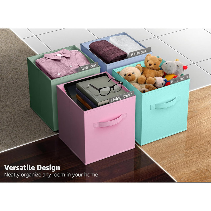 Sorbus 6 Pack 11" Foldable Storage Cubes with Handles in Multi Pastels ...