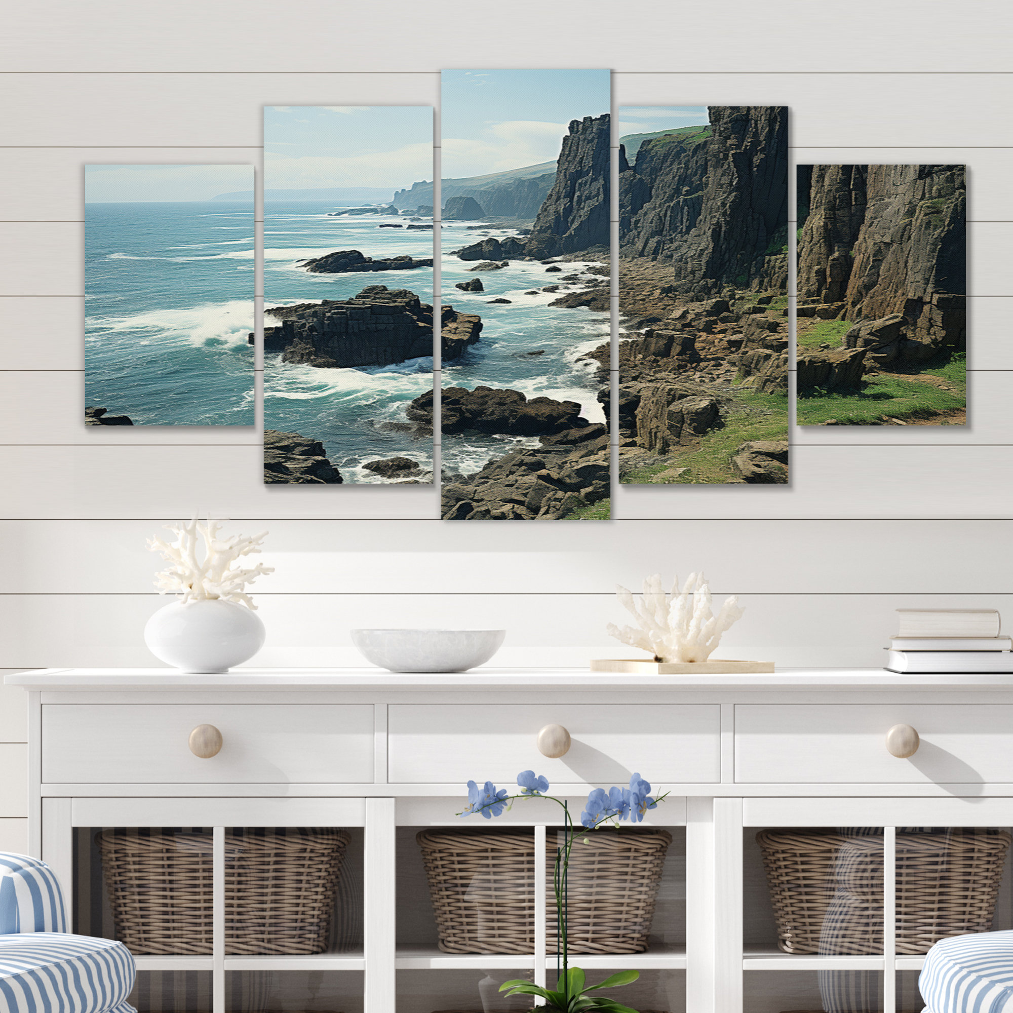 Highland Dunes " Coastal Ocean Cliffs II " 5 - Pieces | Wayfair