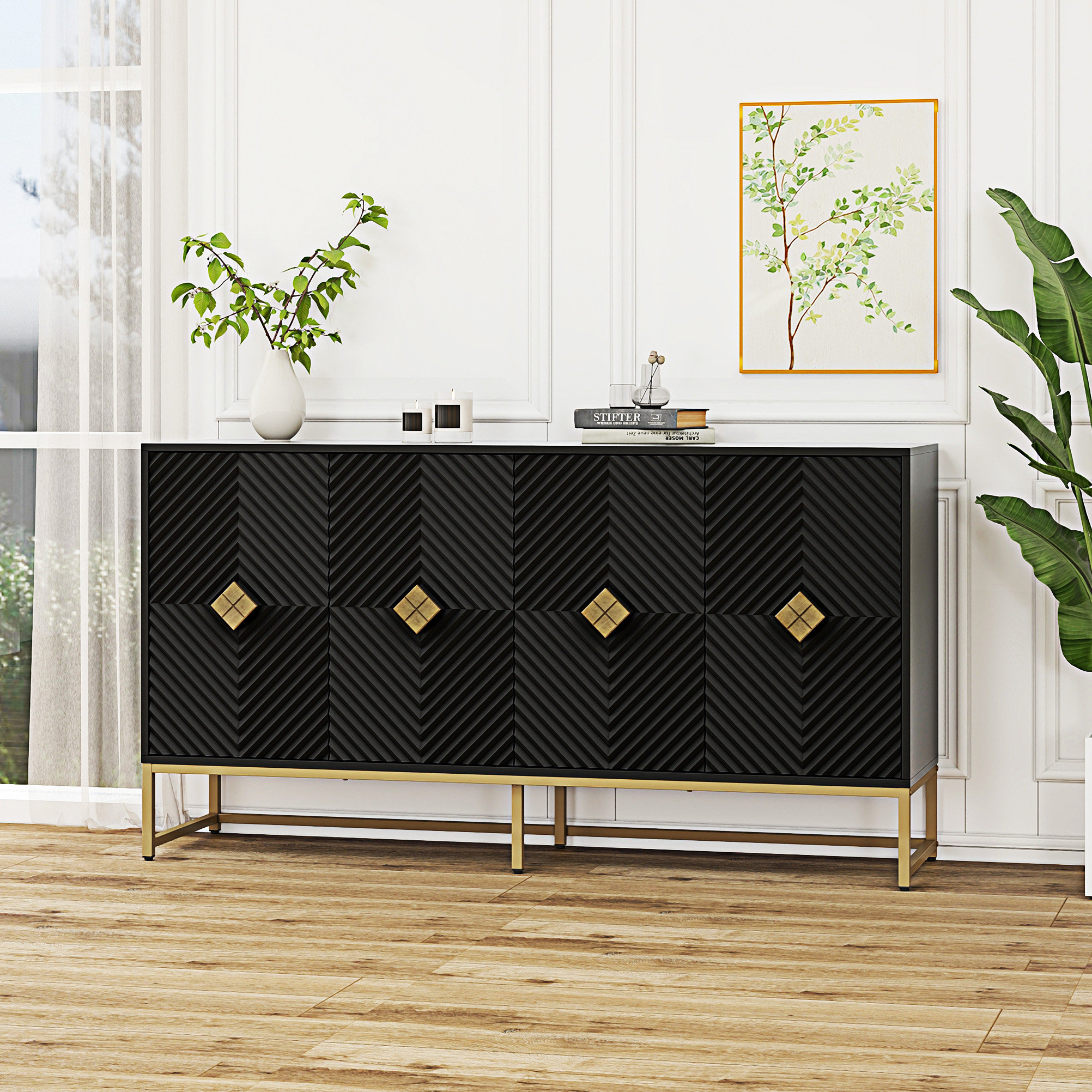 Mercer41 Sideboard Buffet 4 Door Cabinet | Wayfair