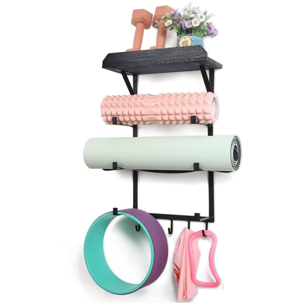 Rebrilliant Yoga Mat Holder, Wall Mount Yoga Mat Rack Home Gym ...
