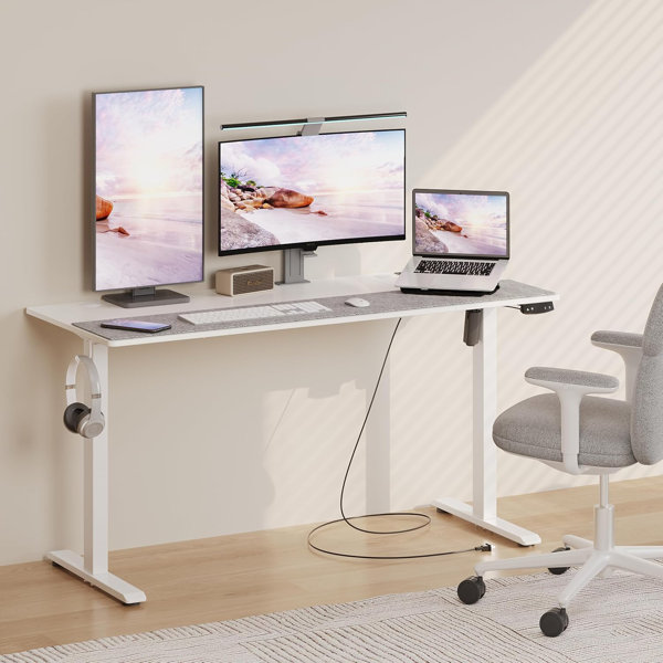 Inbox Zero Adjustable Electric Standing Desk With Memory Heights, 3AC ...