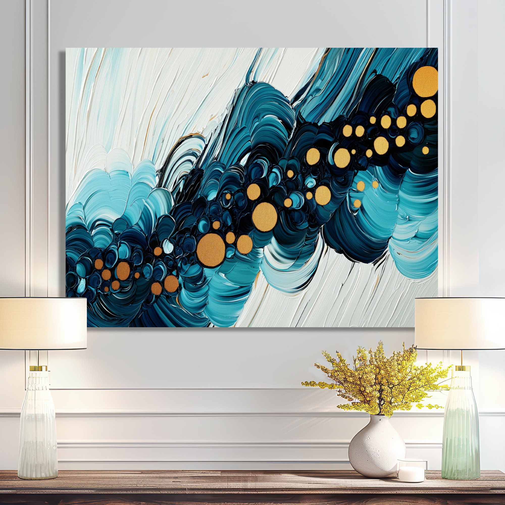 Ivy Bronx Abstract Aqua Pulse Of The Ocean VI - Modern Metal Art Print ...