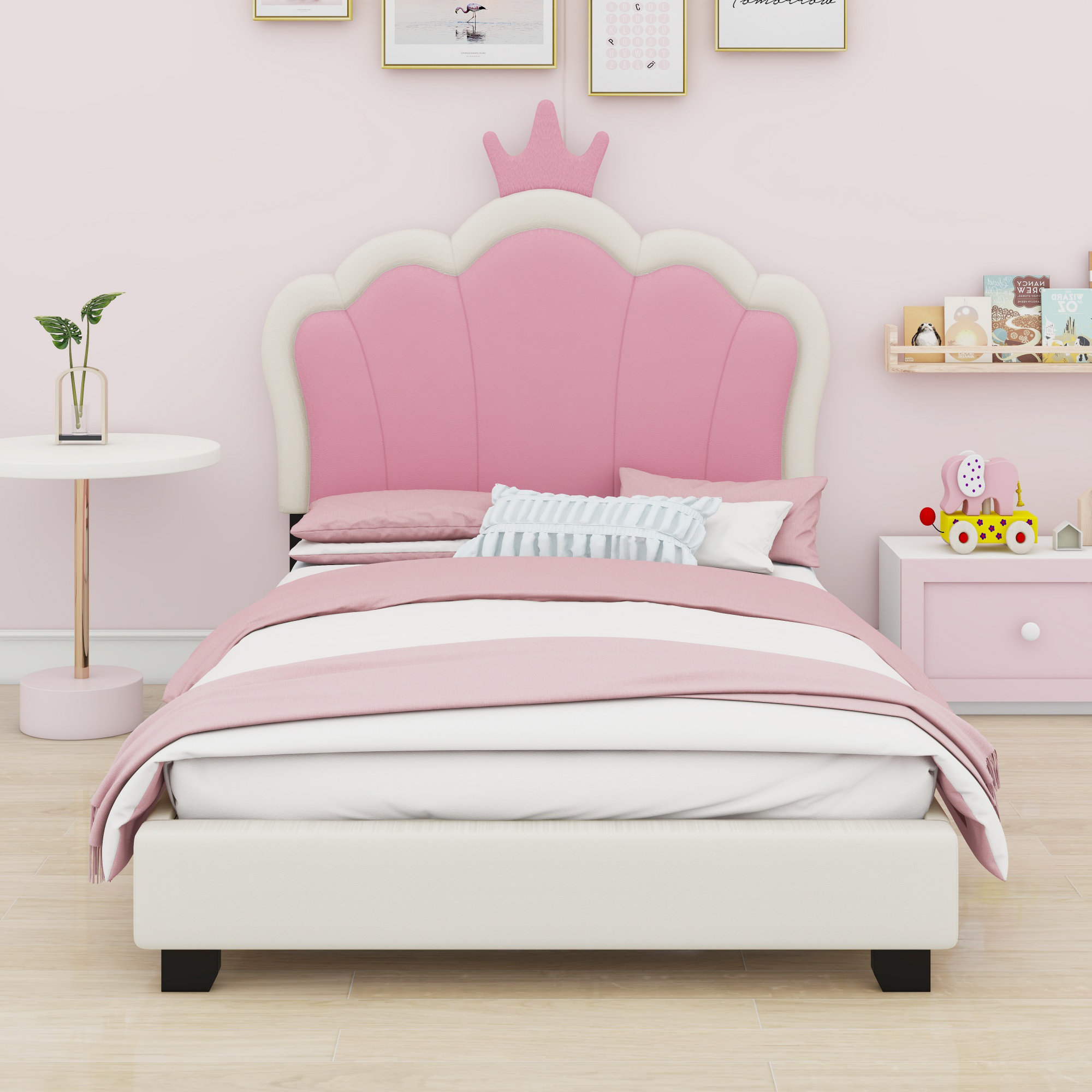 House of Hampton® Upholstered Princess Bed With Crown Headboard | Wayfair