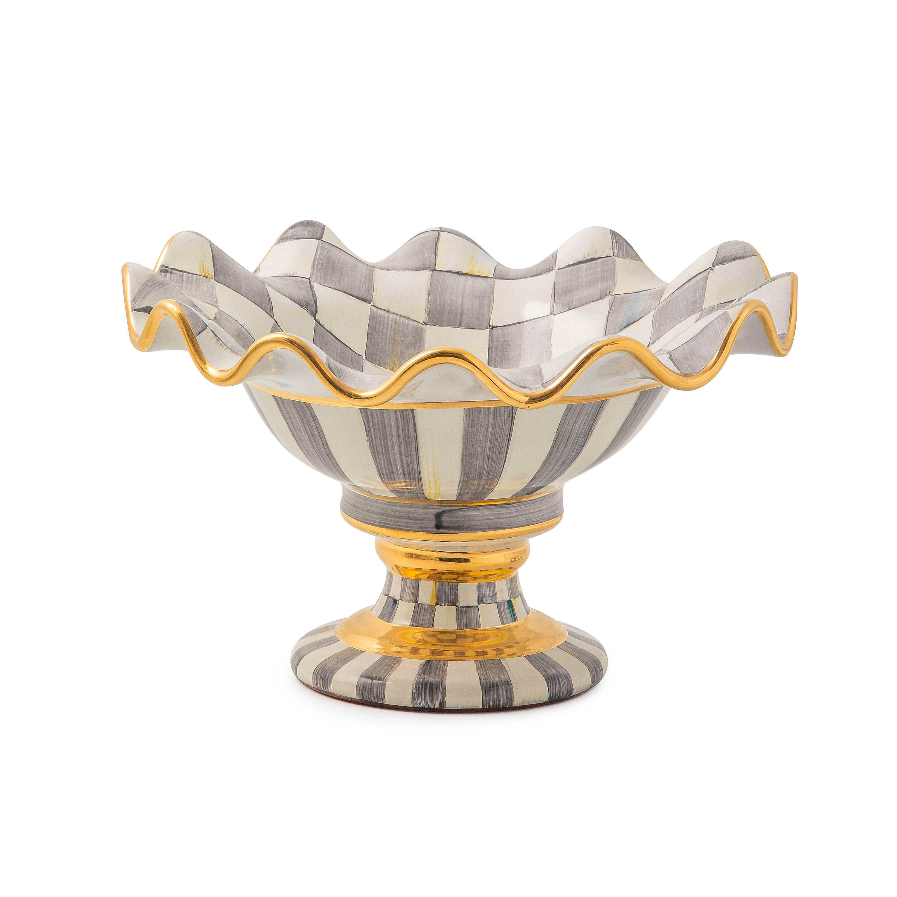 MacKenzie-Childs Sterling Check® Ceramic Compote | Wayfair