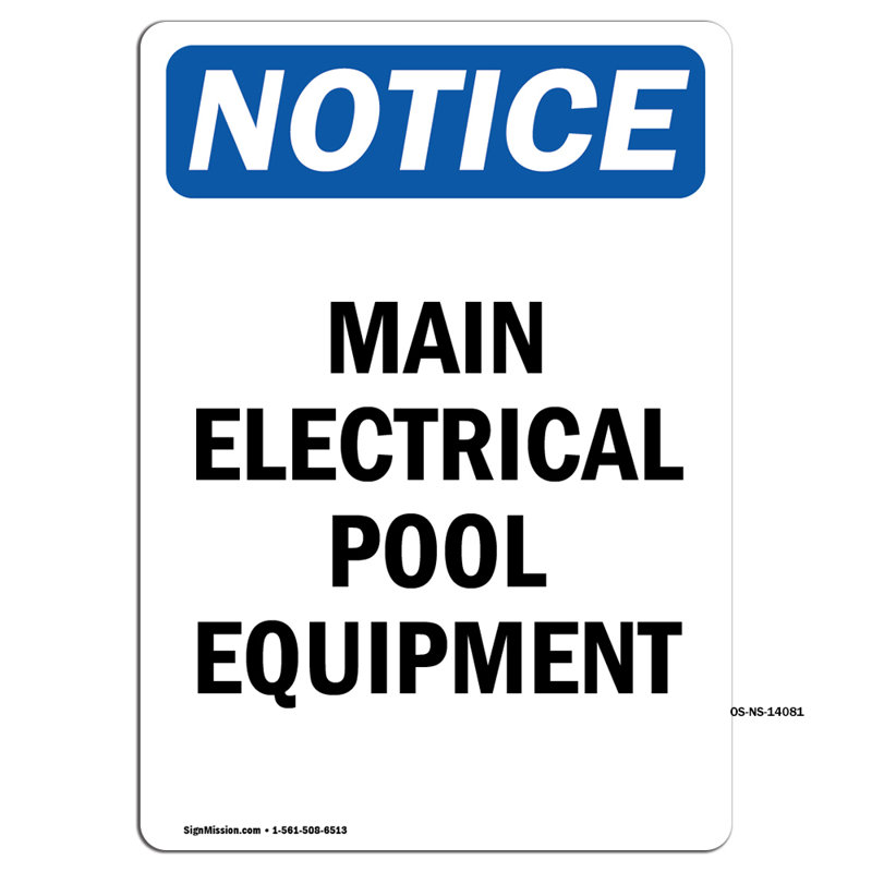 SignMission Main Electrical Pool Equipment Sign | Wayfair
