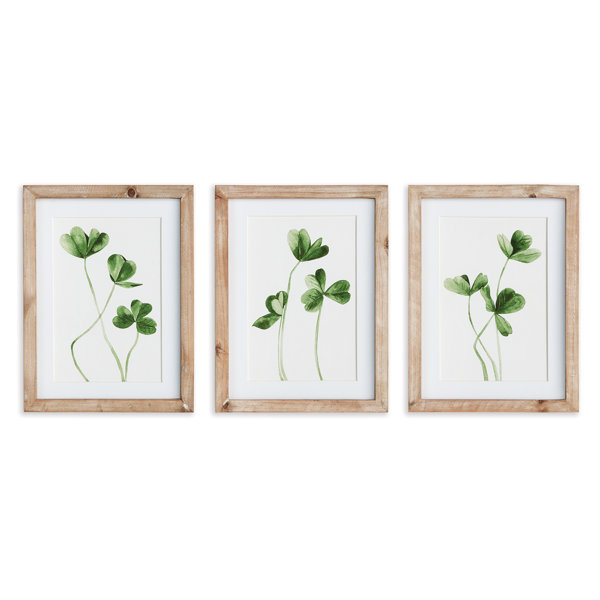 Birch Lane™ Clover Cuttings Petite Framed On Paper 3 Pieces Print | Wayfair