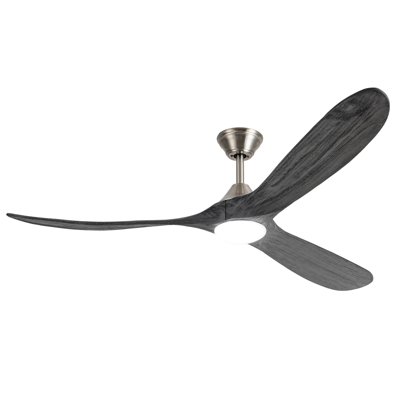 Ebern Designs Gray Solid Wood 3 Blade Ceiling Fan With Light – Dc Motor ...