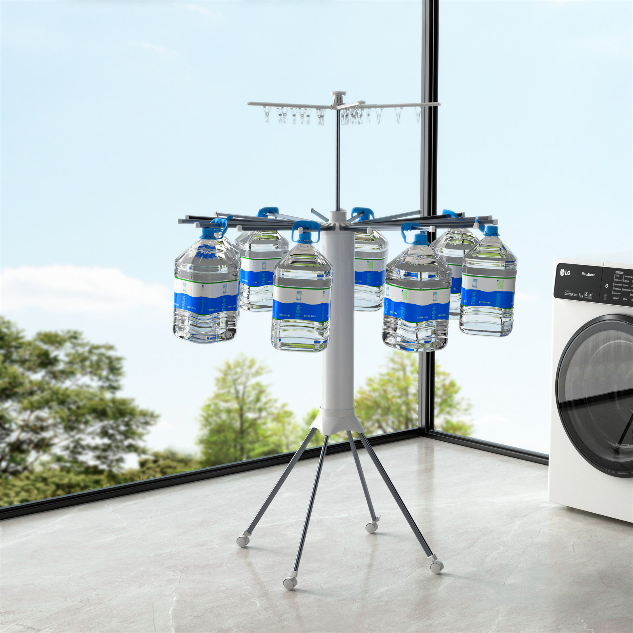 George Oliver Four-Legged Clothes Drying Rack, Foldable and Portable ...