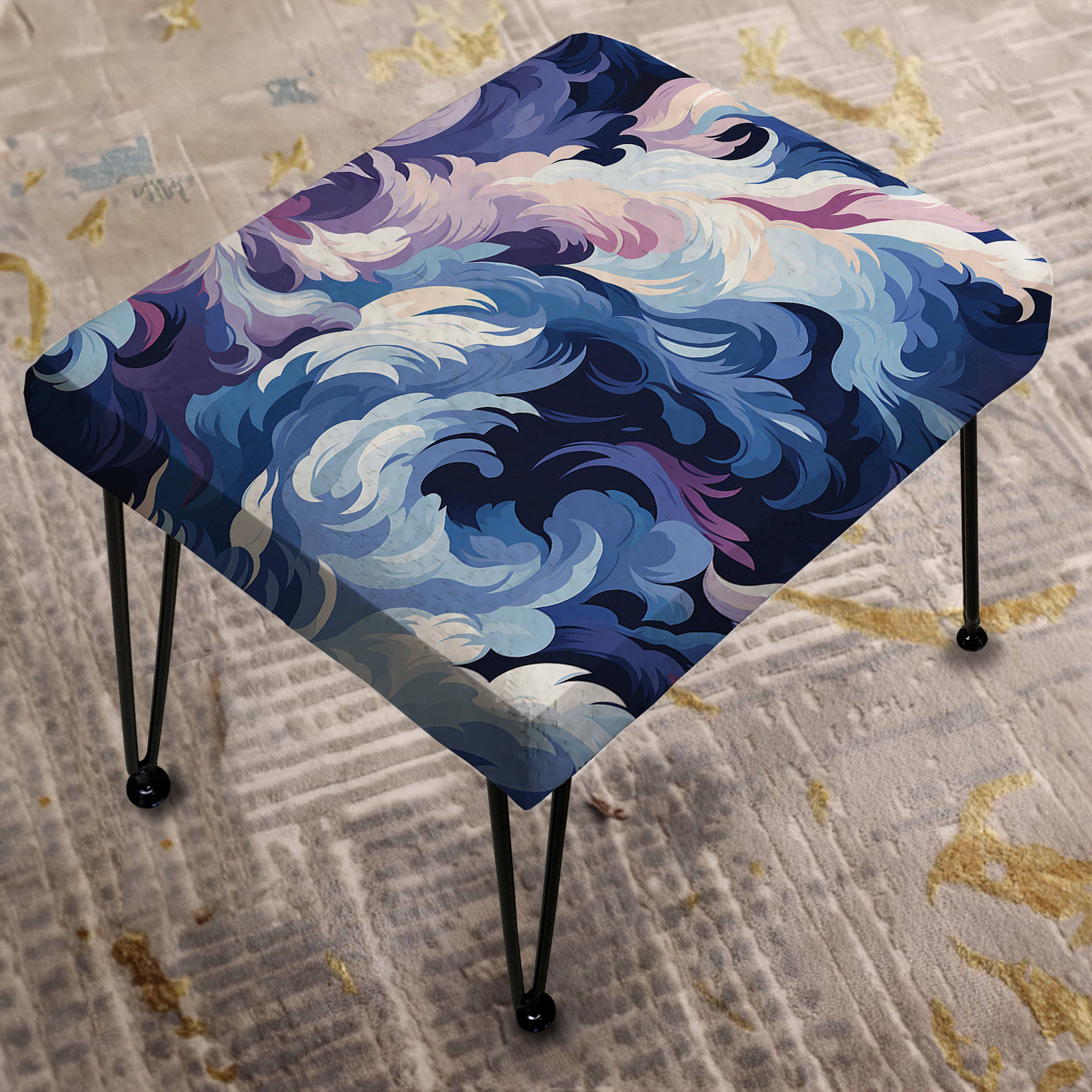 Design Art Celestial Aura Ripple - Abstract Rectangle Ottoman | Wayfair