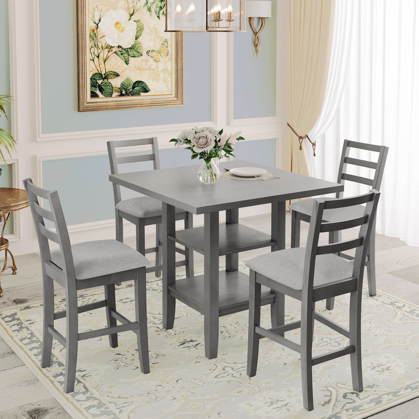 Red Barrel Studio® 5-Piece Counter Height Dining Set with Chairs and ...