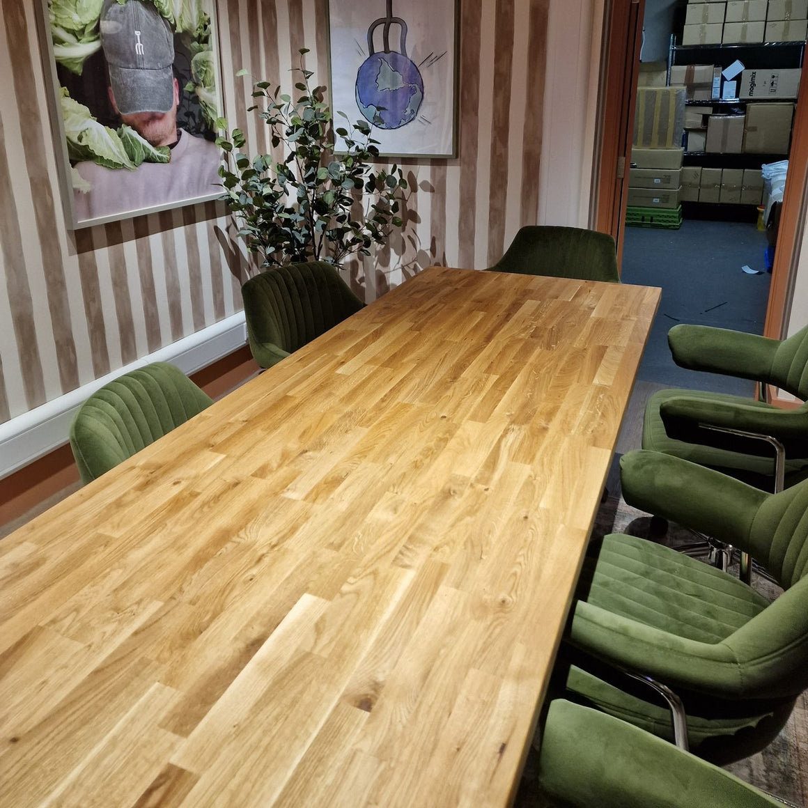 Ashford Blake Staved Oak Dining Table Slim X Legs | Wayfair.co.uk