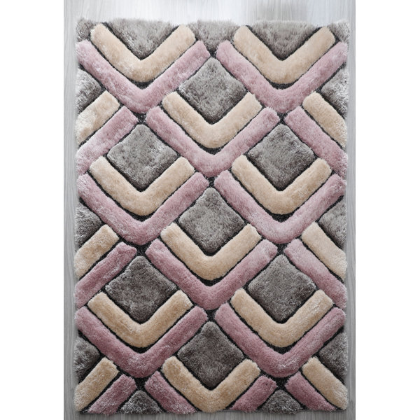 Latitude Run® Corey-Leigh Geometric Shag Lavender/Gray/Ivory Area Rug ...