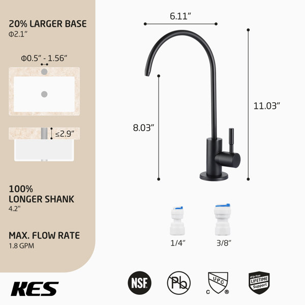 KES Reverse Osmosis Faucet NSF Certified RO Faucet Lead-Free Water ...