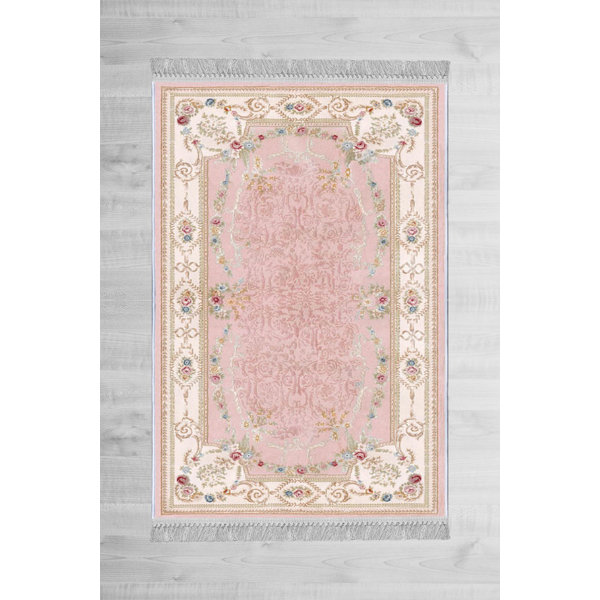 Bless international Handmade Flatweave Pink/White Rug | Wayfair