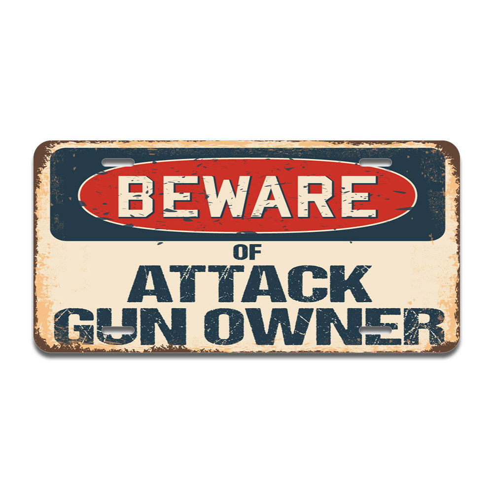 SignMission Beware Of Attack Gun Owner Aluminum Licence Plate| Licence ...