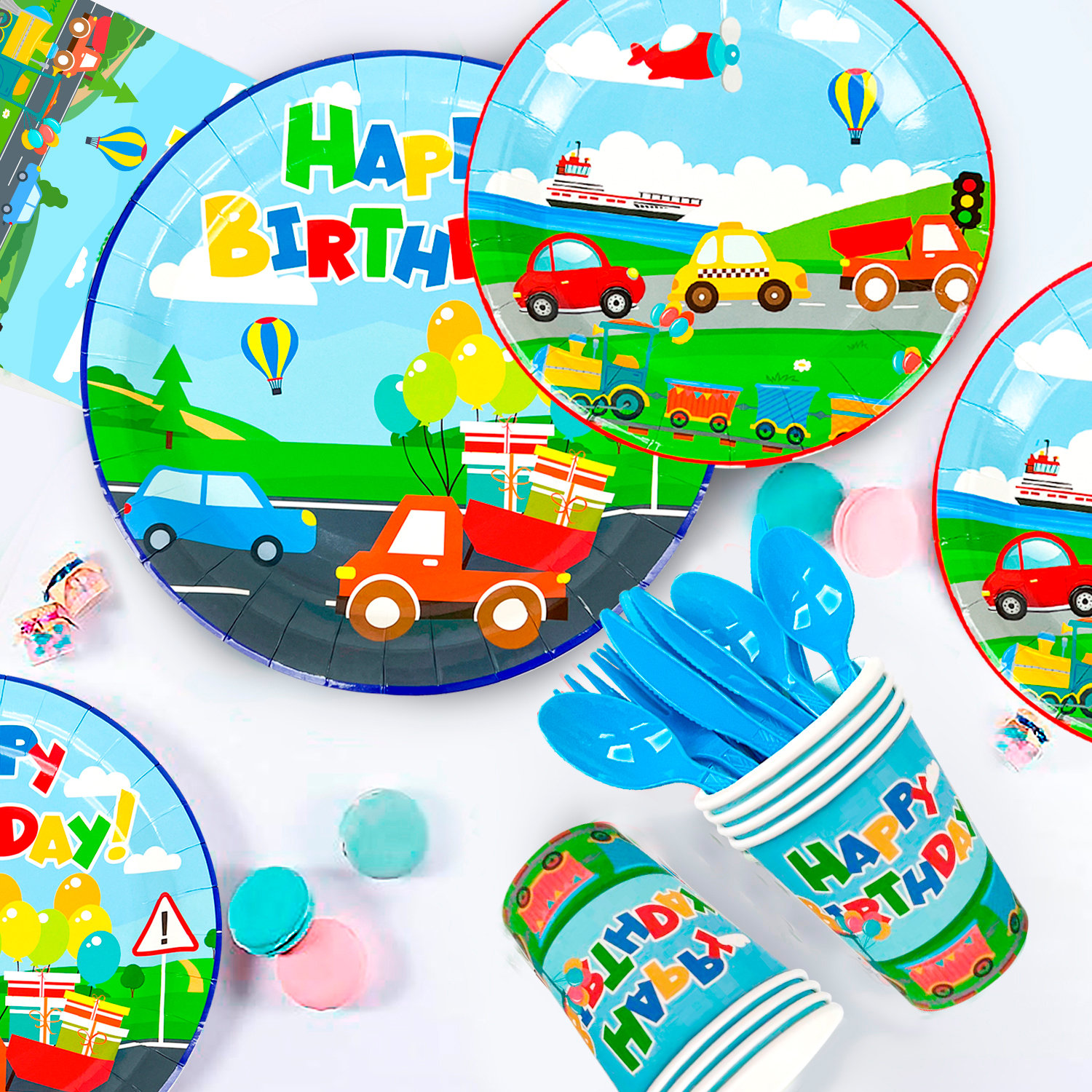 George Oliver 190pcs Transportation Birthday Party Supplies ...