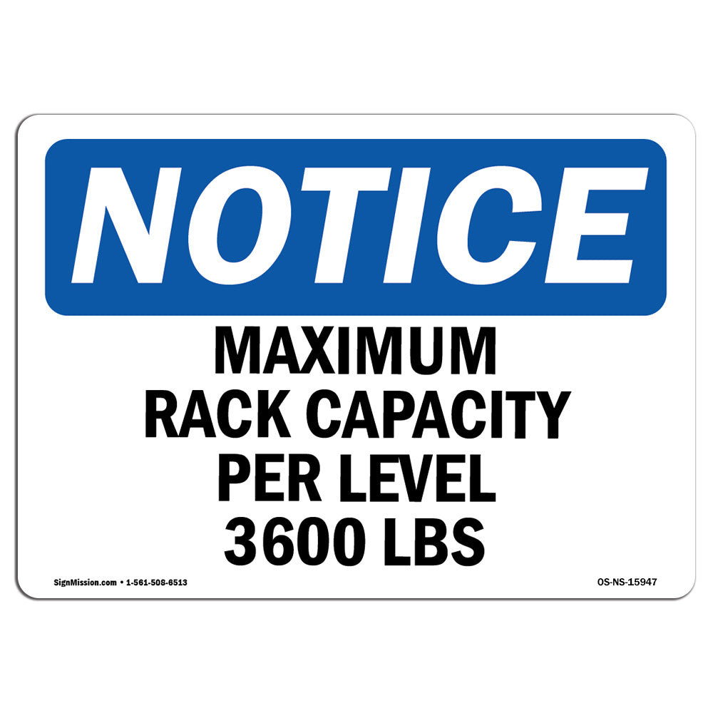 SignMission Notice Notice Maximum Rack Capacity Per Level 3600 Lbs Sign ...