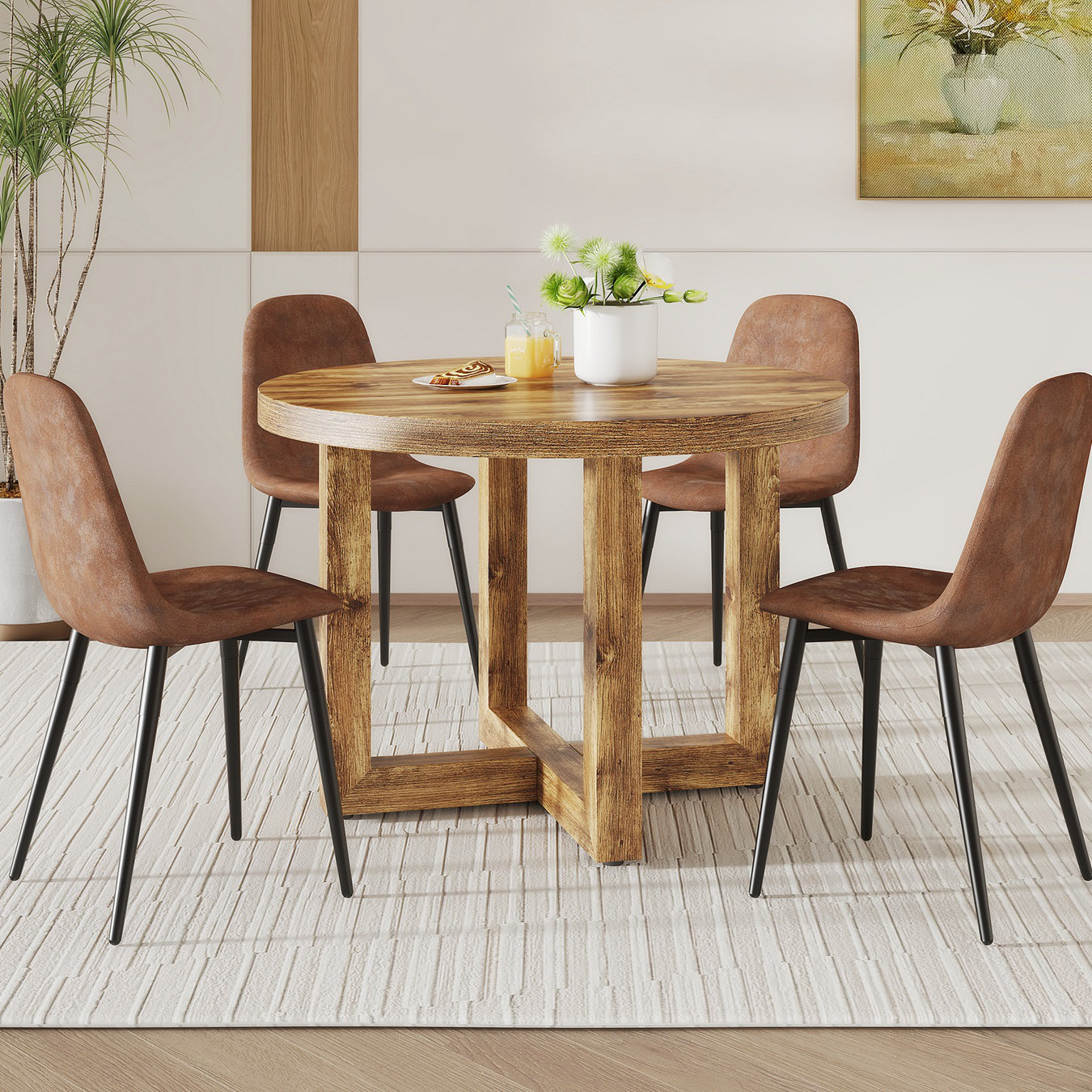 Millwood Pines Round Dining Table Set Round Kitchen Table Set Round ...