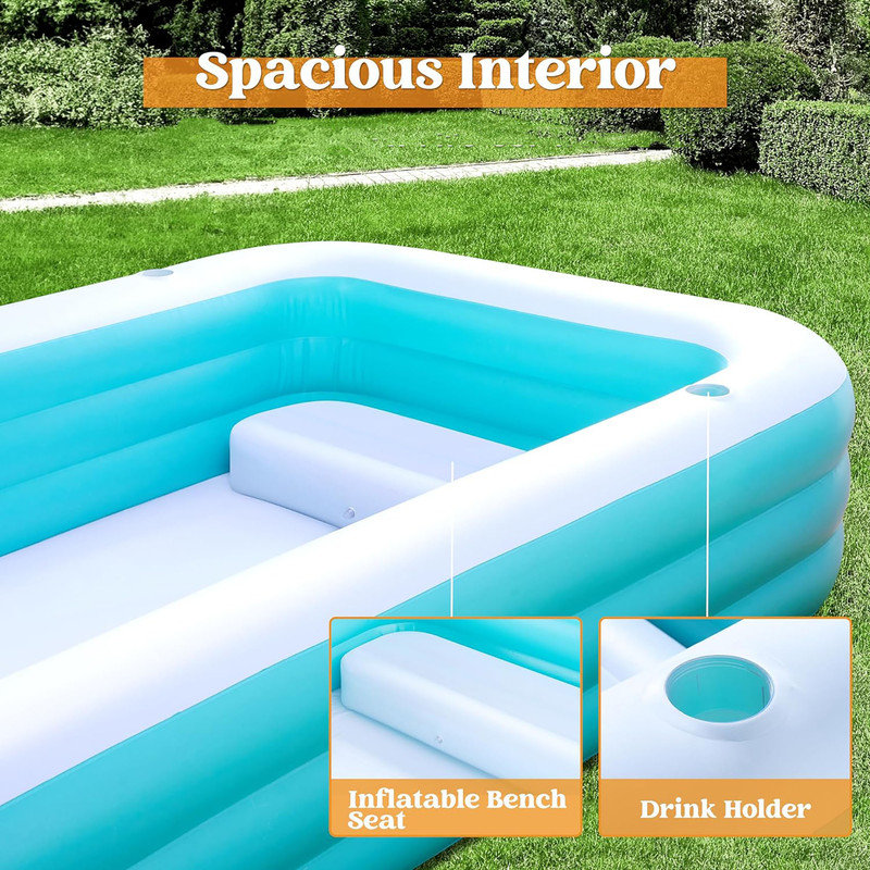 Beniar Inflatable Pool with Seats, Durable Thickened Above Ground ...