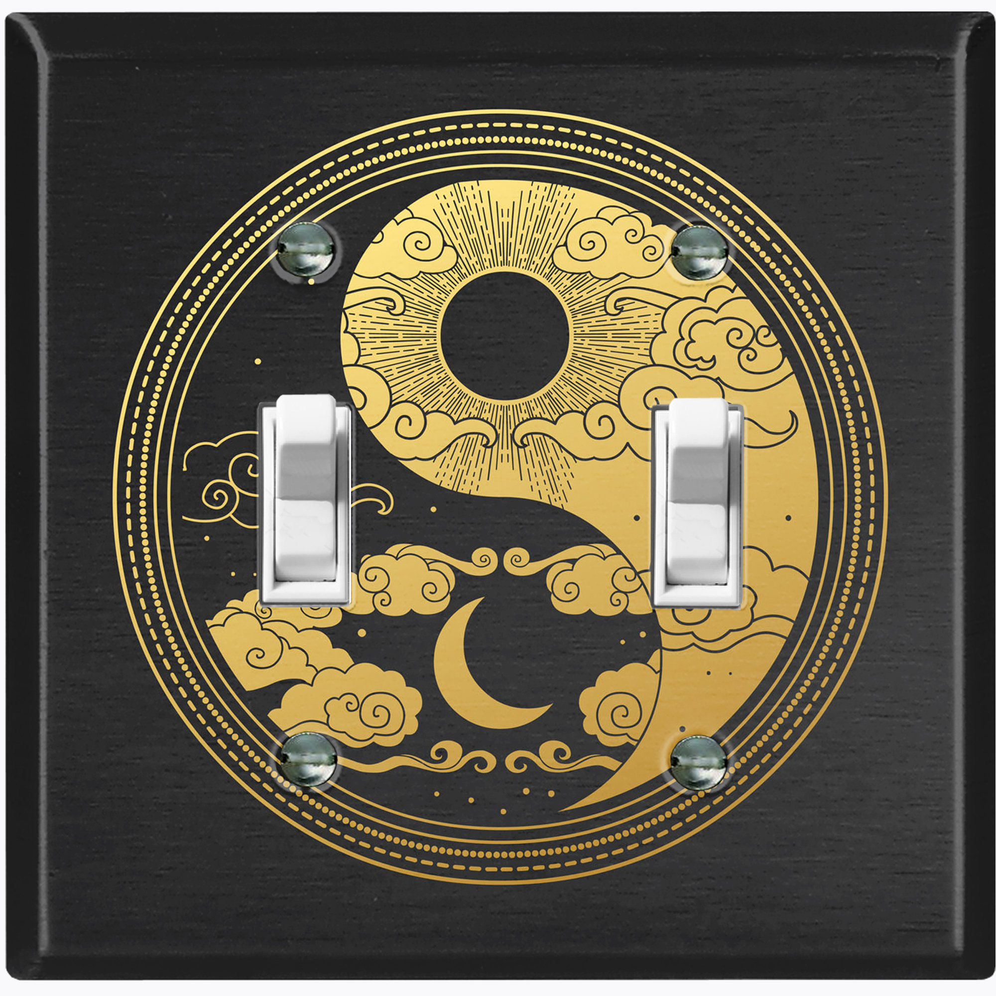WorldAcc Yin Yang Peace Sun Moon 2-Gang Toggle Light Switch Wall Plate ...