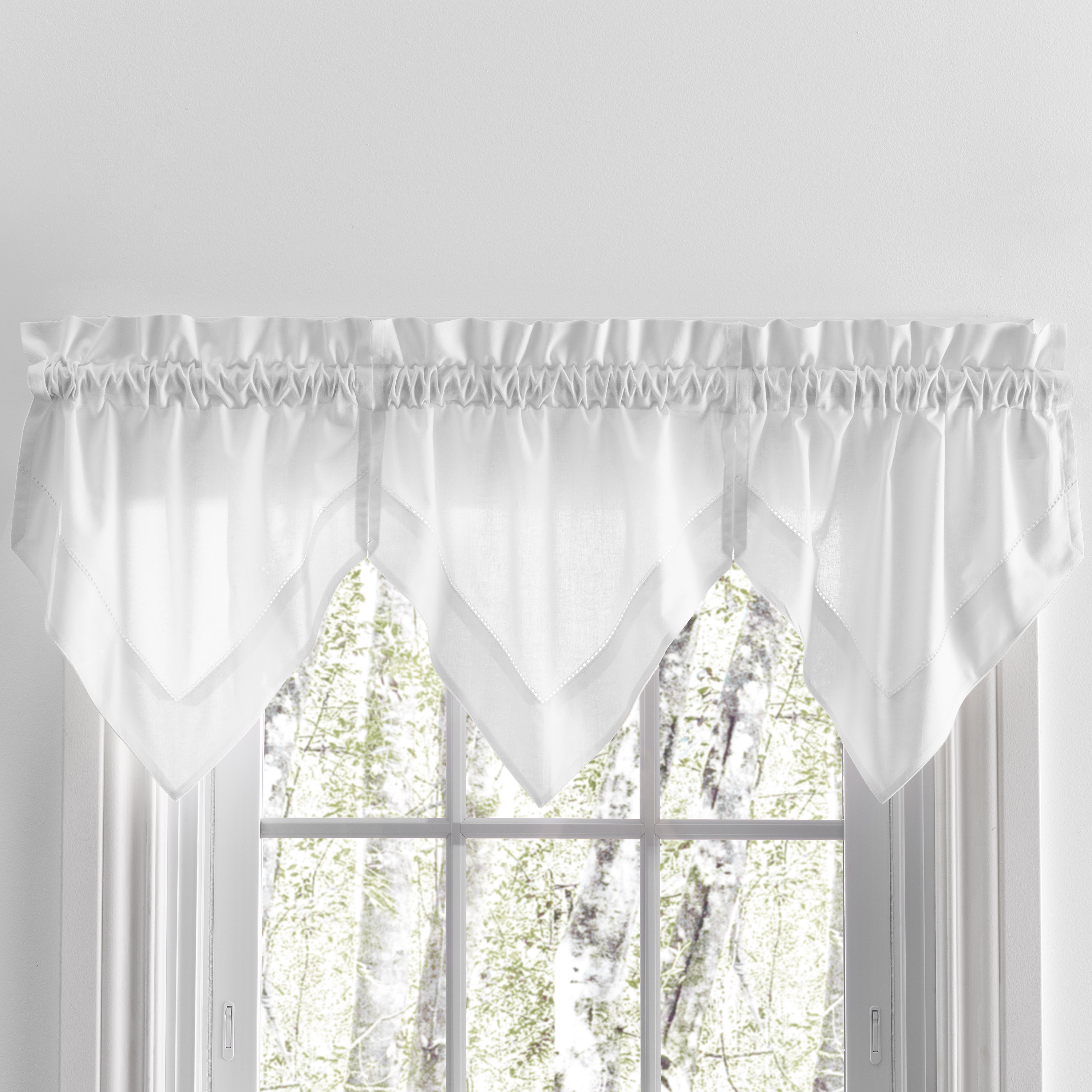 Birch Lane™ Blandford Premium 100% Cotton Hemstitch Semi-Sheer Pointed ...