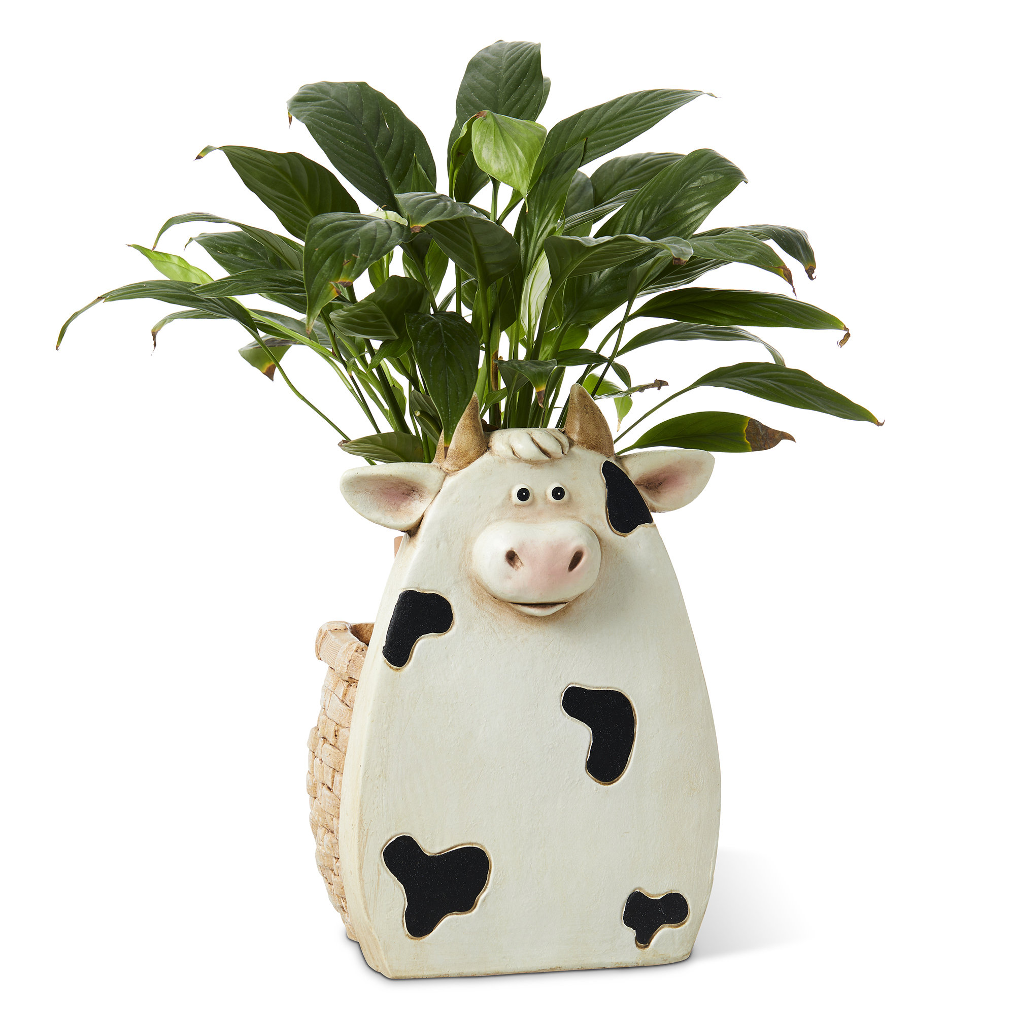 Gracie Oaks 13"H MGO Cute Cow Statue Planter | Wayfair