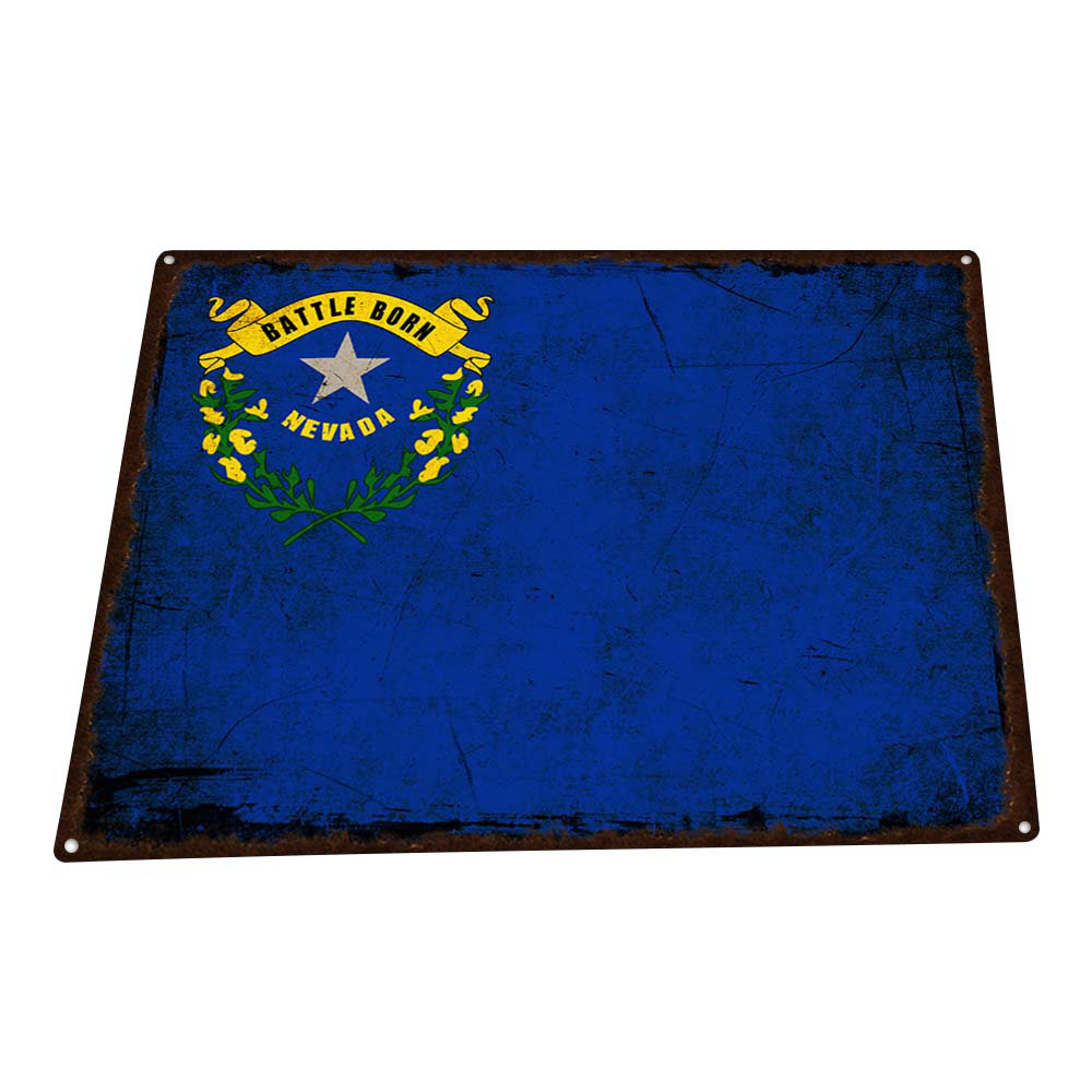 17 Stories Distressed Nevada Flag On Metal Print | Wayfair