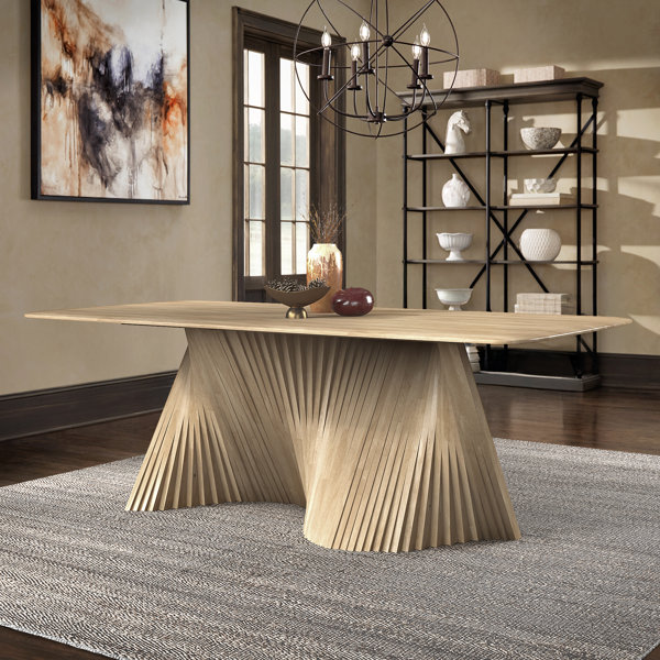 Latitude Run® Arusha Wave Base Wood Dining Table | Wayfair