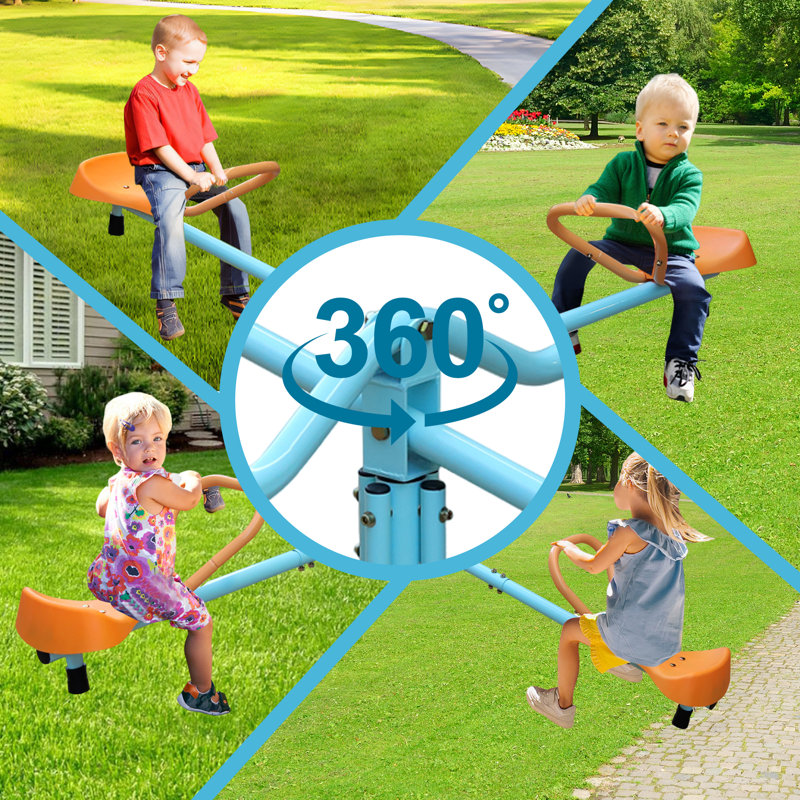 SUMIJ Outdoor Kids Spinning Seesaw Sit and Spin Teeter Totter Backyard ...
