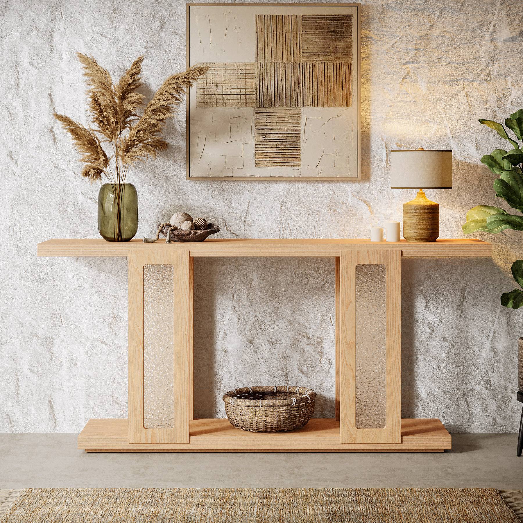 Ebern Designs 70.9" Extra Long Console Table with Arcylic Base ...