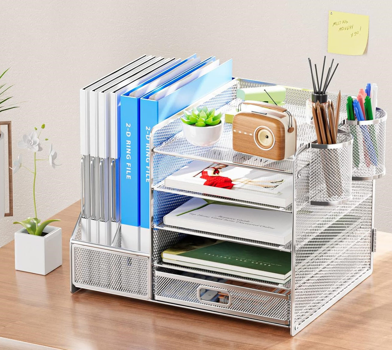 Inbox Zero Mevlude Desk Organizer with File Holder, 5-Tier Paper Letter ...