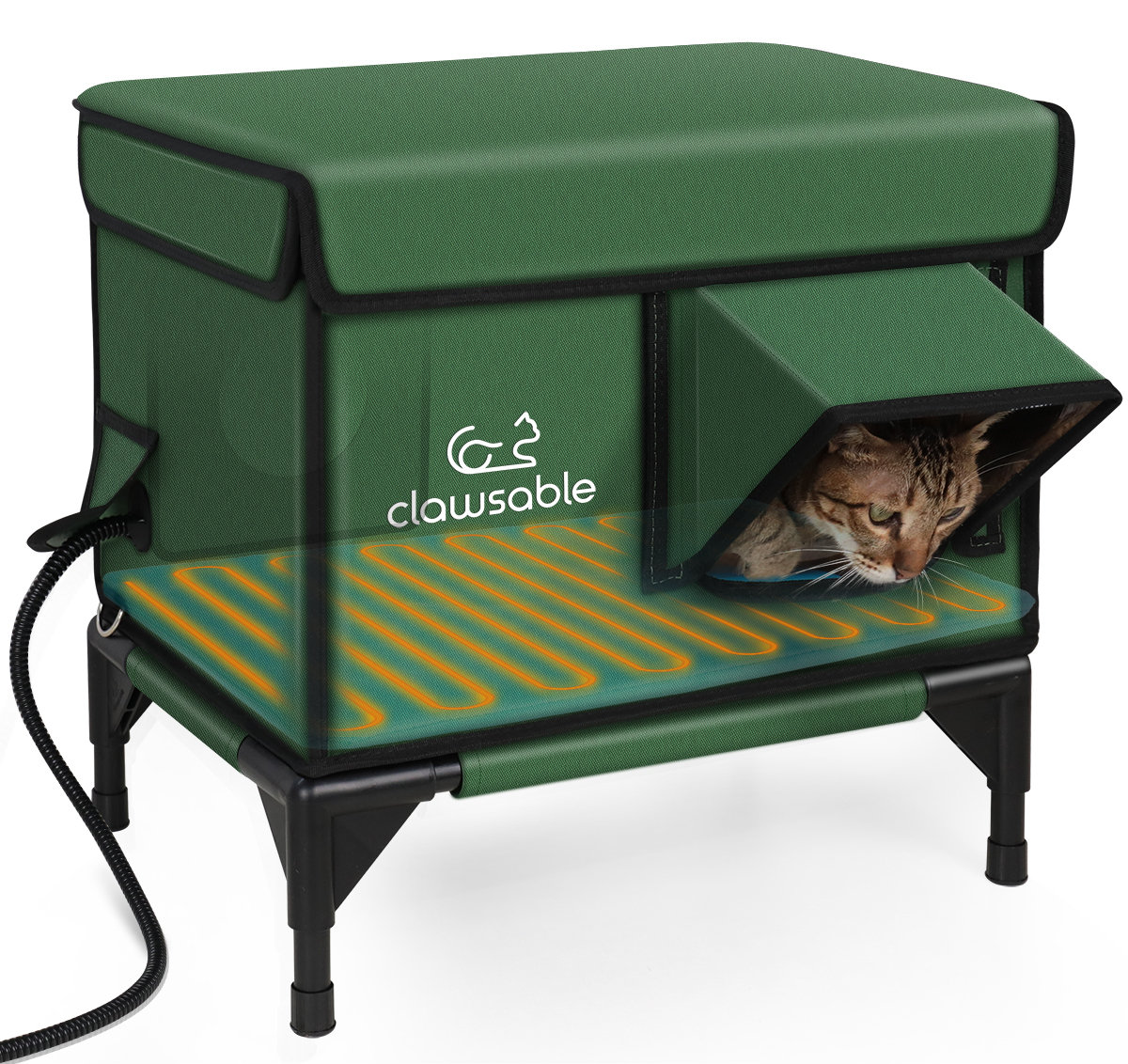 Ebern Designs Insulated Outdoor Cat House With Heating Pad Rectangular ...