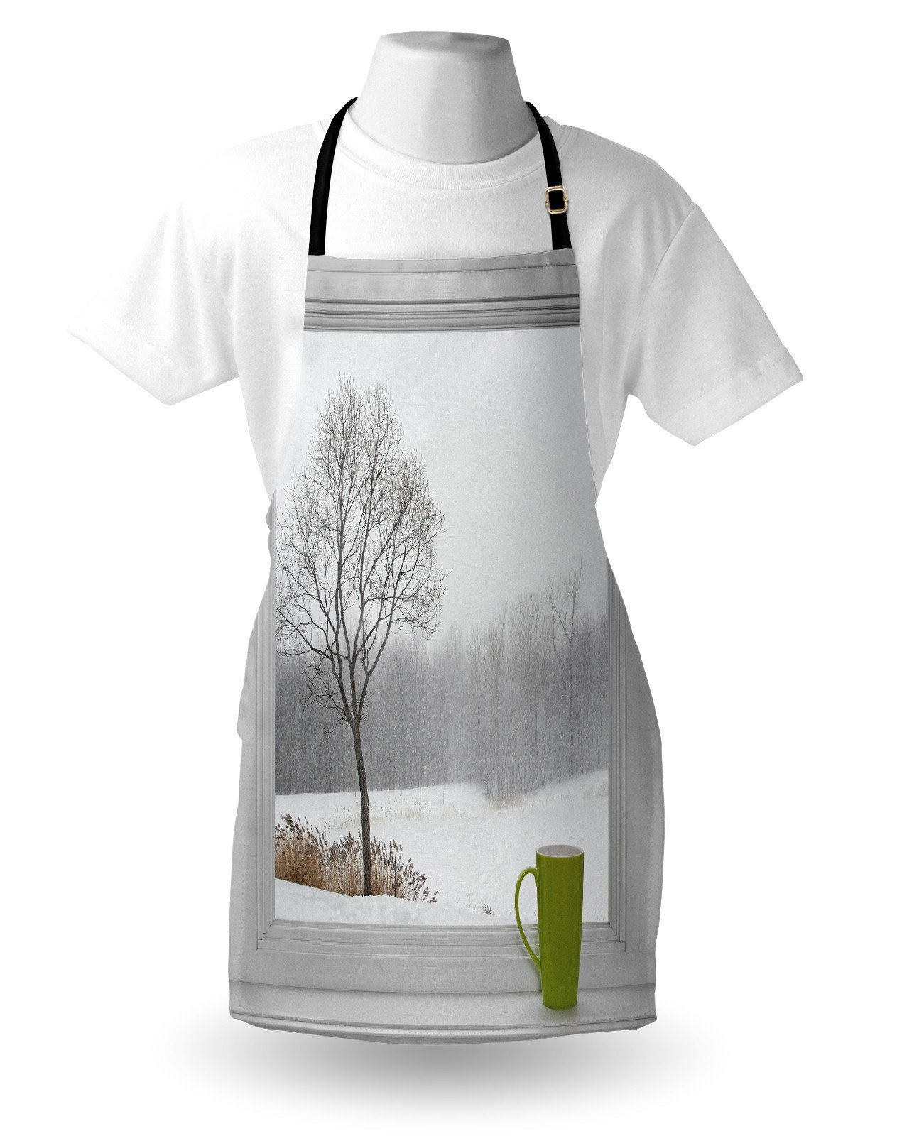 East Urban Home Winter Apron Unisex, Green Teacup and Window, Adult ...
