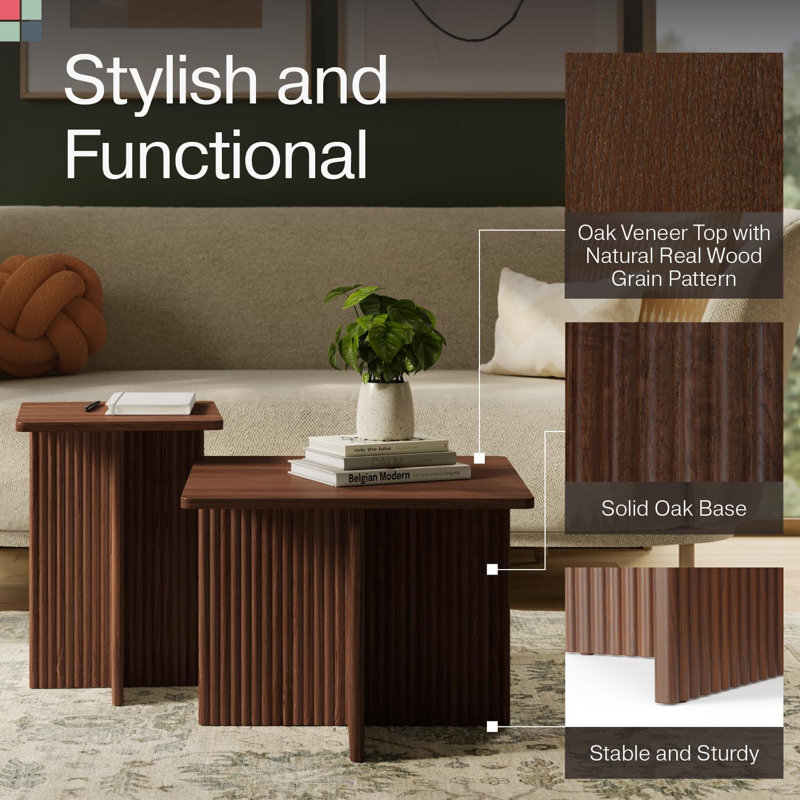 CG INTERNATIONAL TRADING Square Fluted Nesting Coffee Table - Low ...