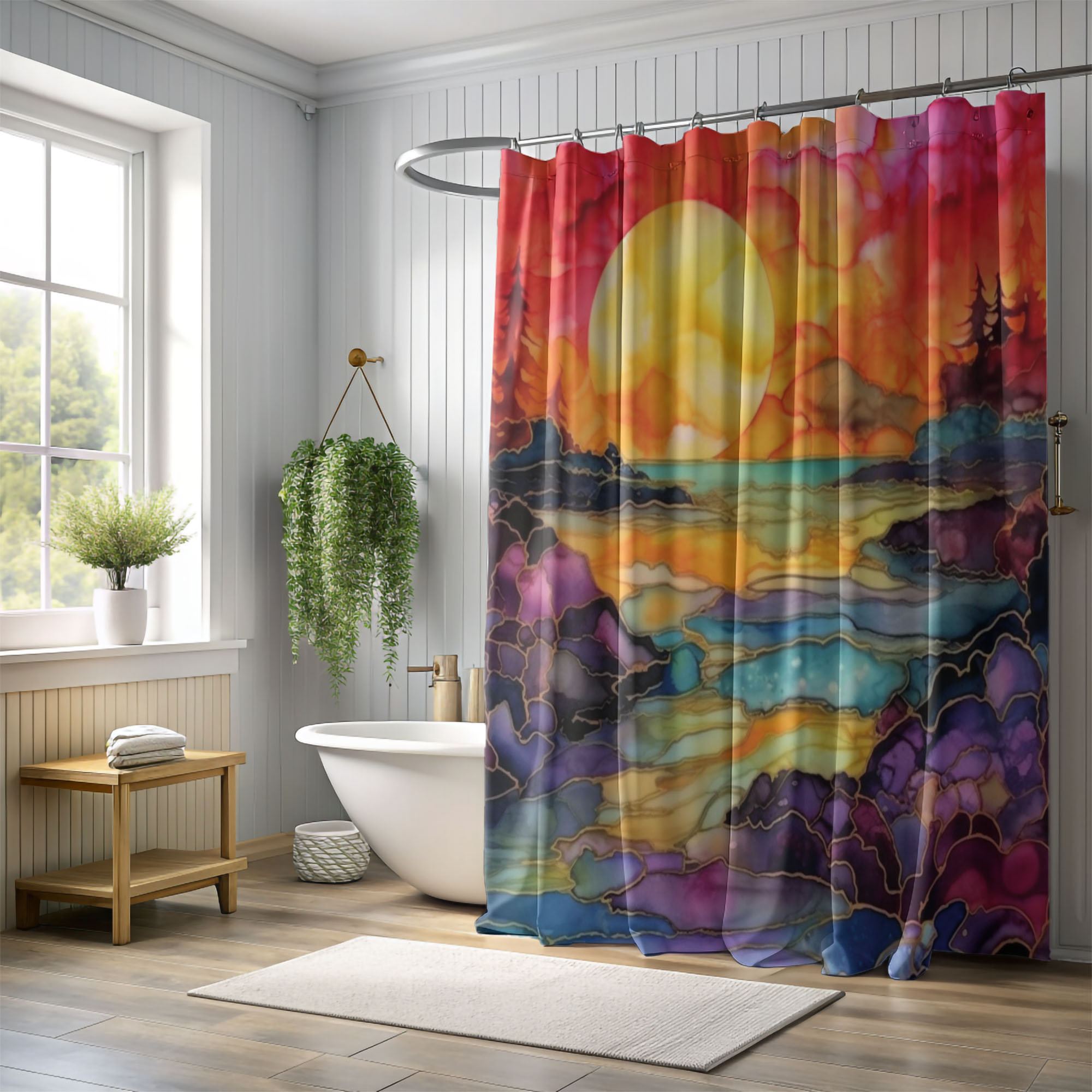 East Urban Home Evening Shades Art - 1 Piece Standard Shower Curtain ...