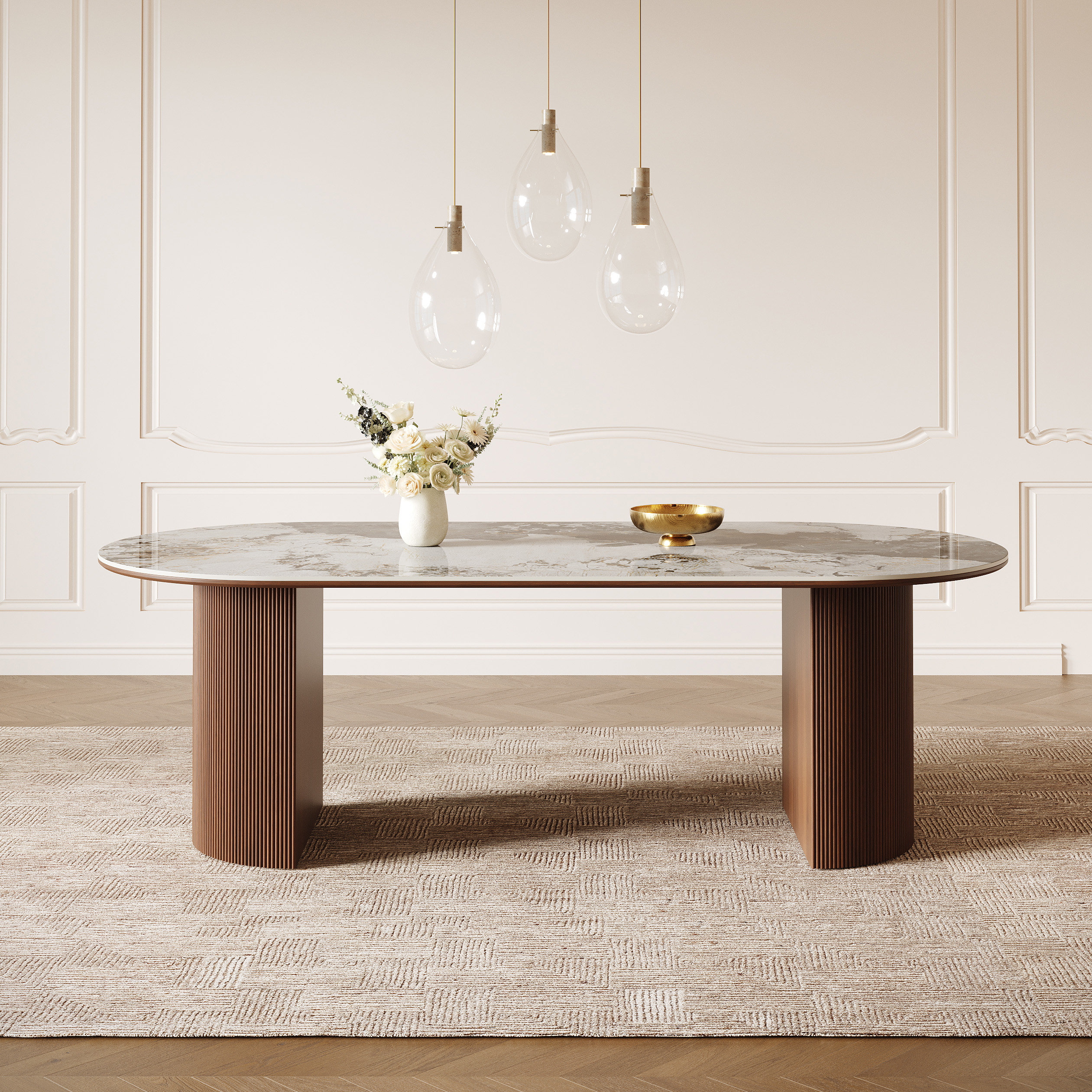 Latitude Run® Iris Sintered Stone 78.7" Oval Dining Table - Wayfair Canada