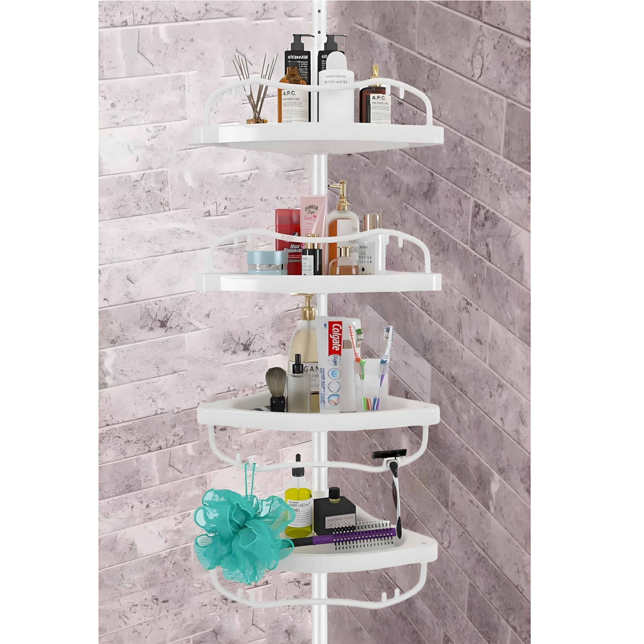 Latitude Run® Shower Rack Pull Rod With 4 ABS Baskets, Shower Storage ...