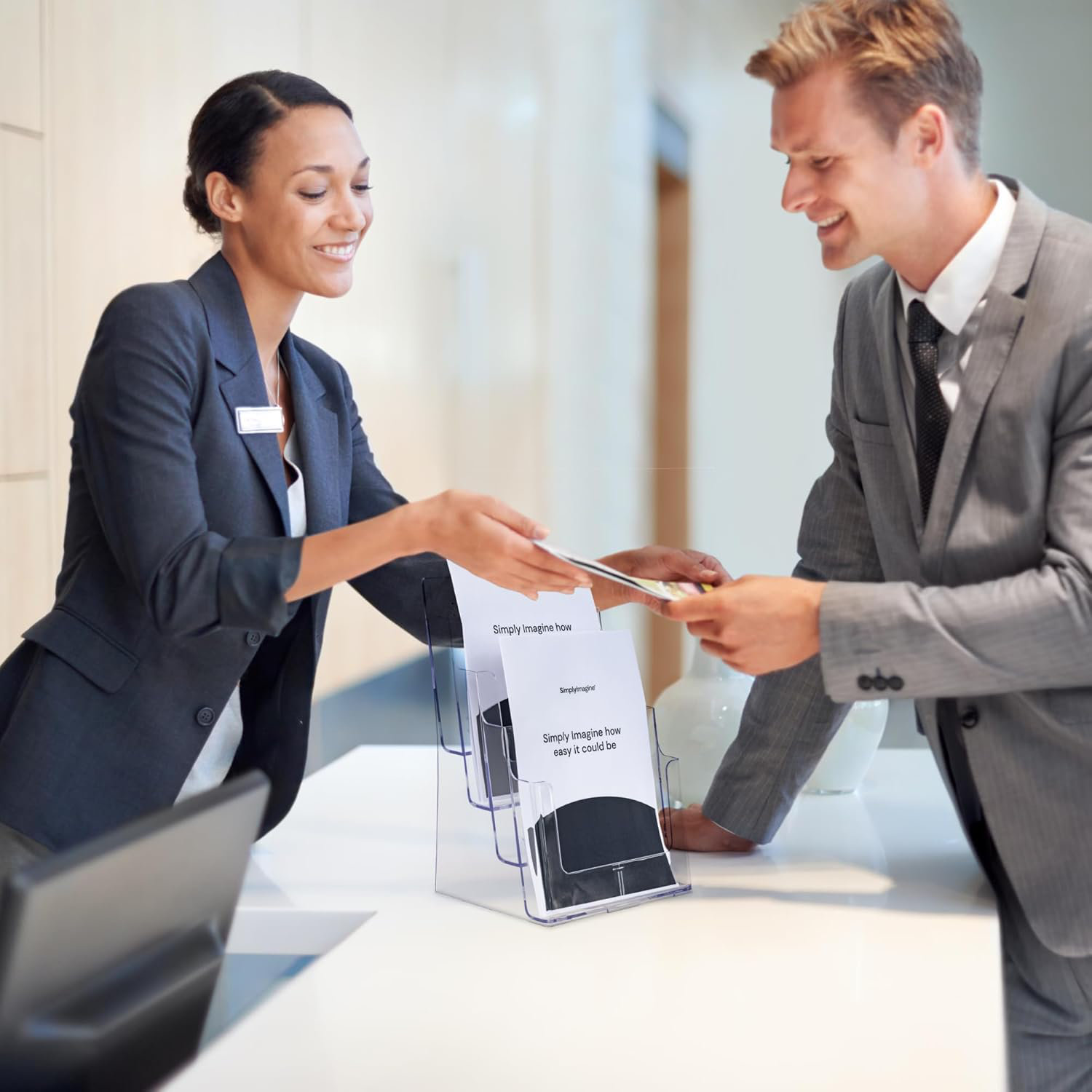 Ivy Bronx Acrylic Brochure Holder, 4 Tier Clear Literature - 8.5 Inches ...