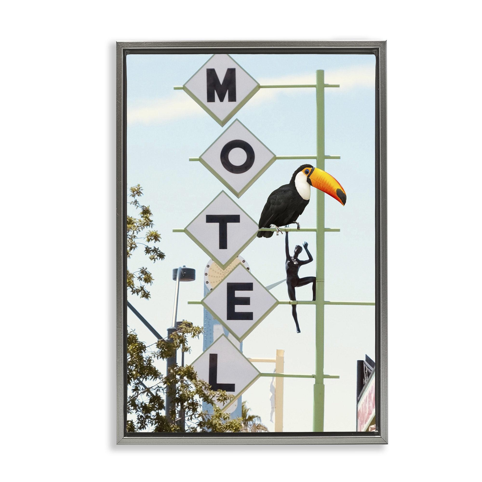 George Oliver Toucan on Motel Sign Floating Frame, design by Ashley ...