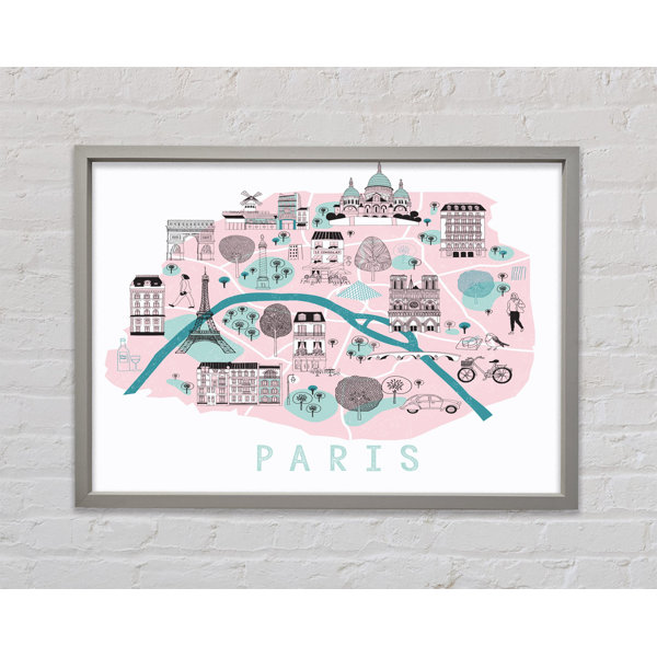 Bright Star Little Map Of Paris - Single Picture Frame Print on Canvas ...
