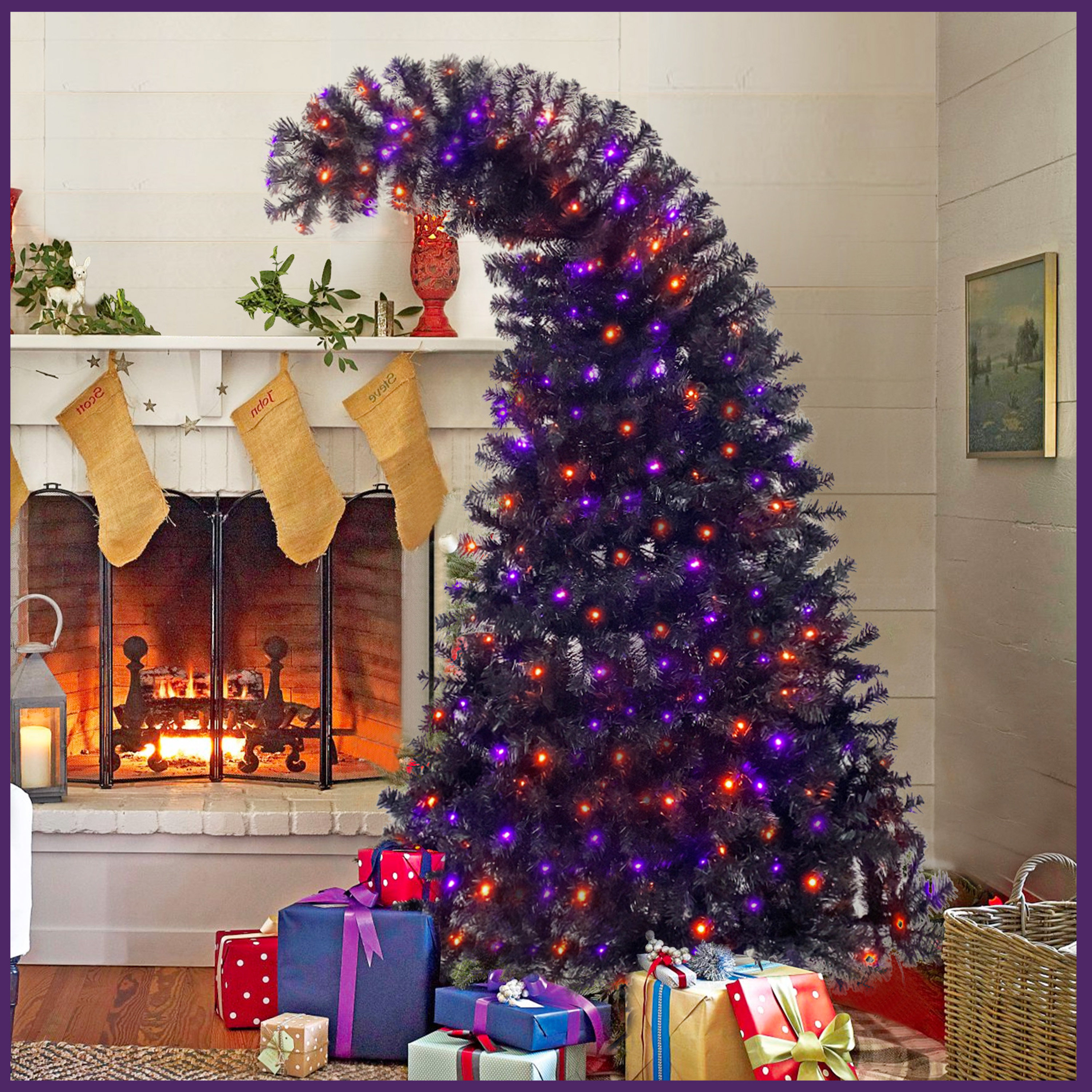 Alcott Hill® 6Ft. Artificial Fir Bent Top Halloween Christmas Tree ...