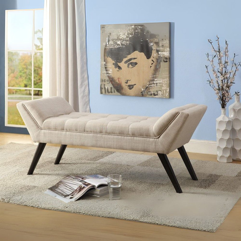Greyleigh™ Aitkin Mid-Century Modern Retro Linen Bench | Wayfair