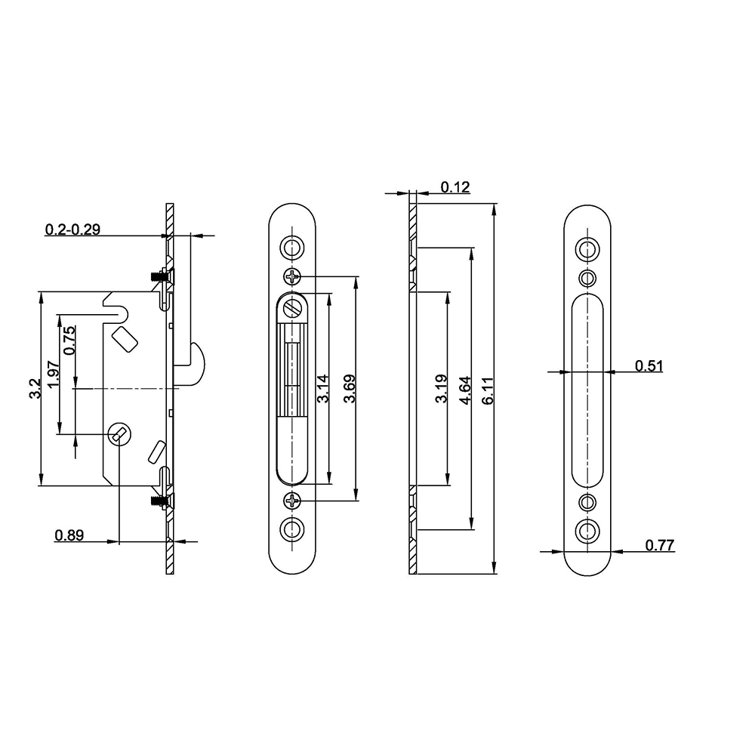 Rockwell Security Single Point Sliding Door Mortise Lock with Faceplate ...