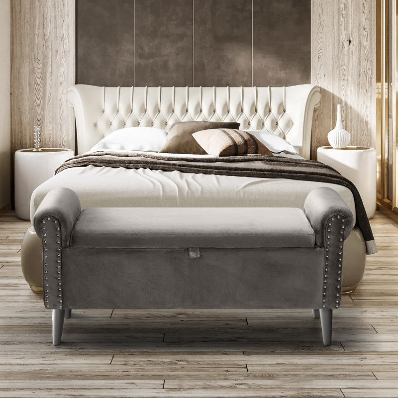 House of Hampton® Dritarastra Upholstered Flip Top Storage Bench ...