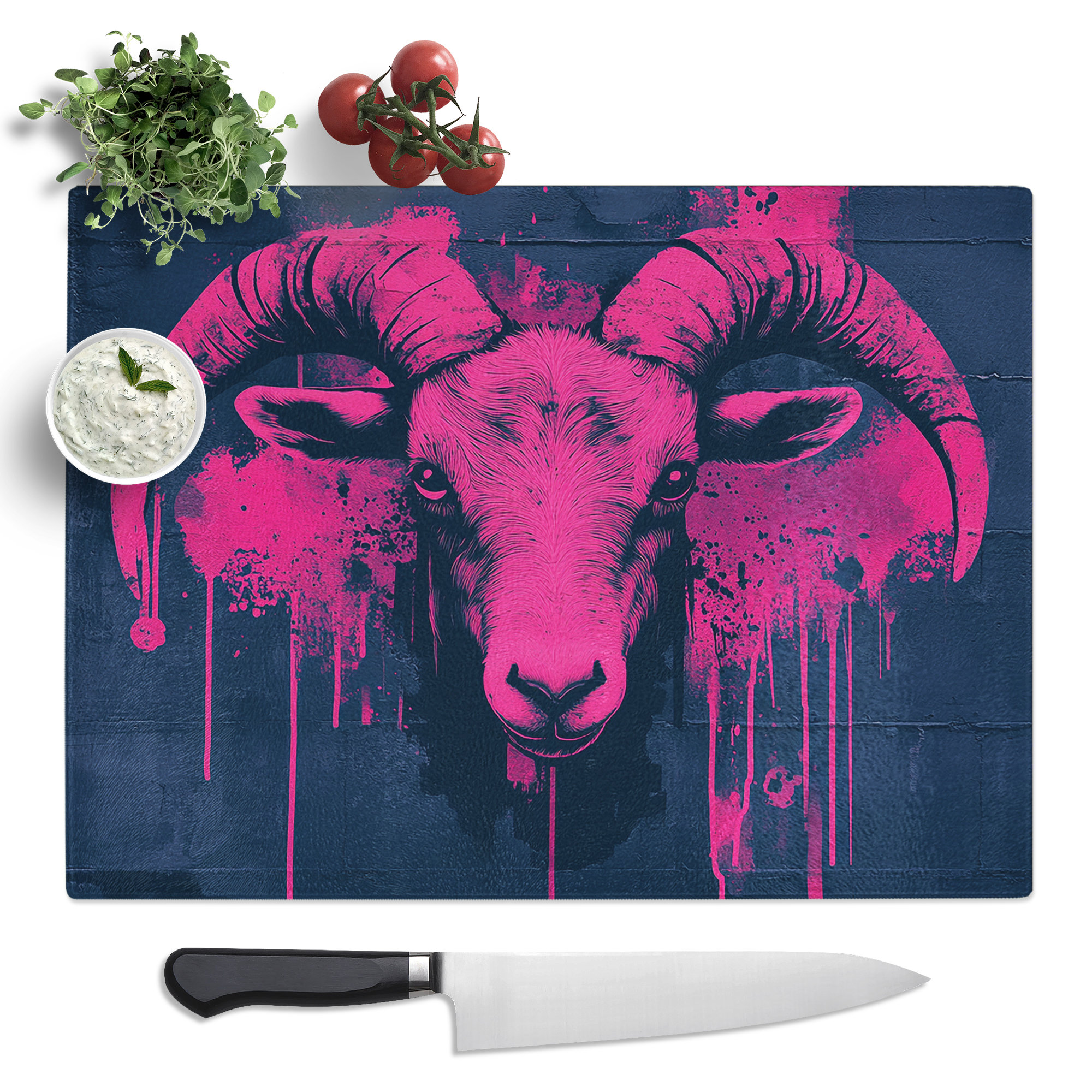 Metro Lane Neon Goat Vol.2 Glass Chopping Board | Wayfair.co.uk