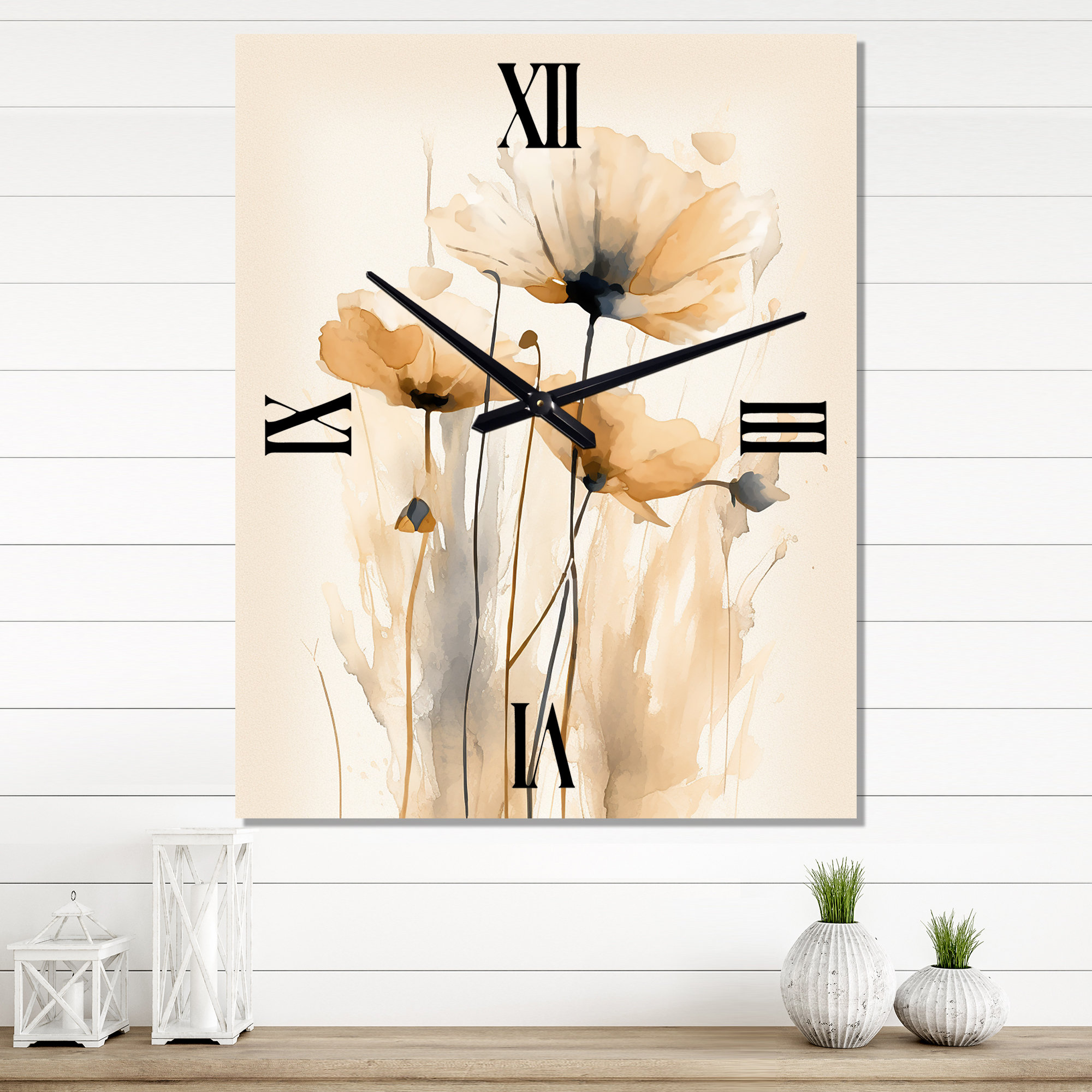 Latitude Run® Beige Vibrant Poppies - Floral Wall Clocks - Wayfair Canada
