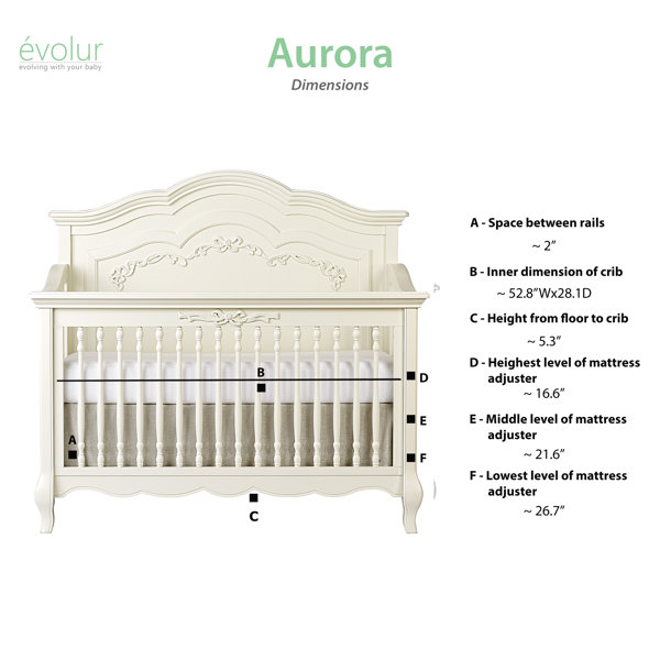 Evolur Aurora 5-in-1 Convertible Crib & Reviews | Wayfair